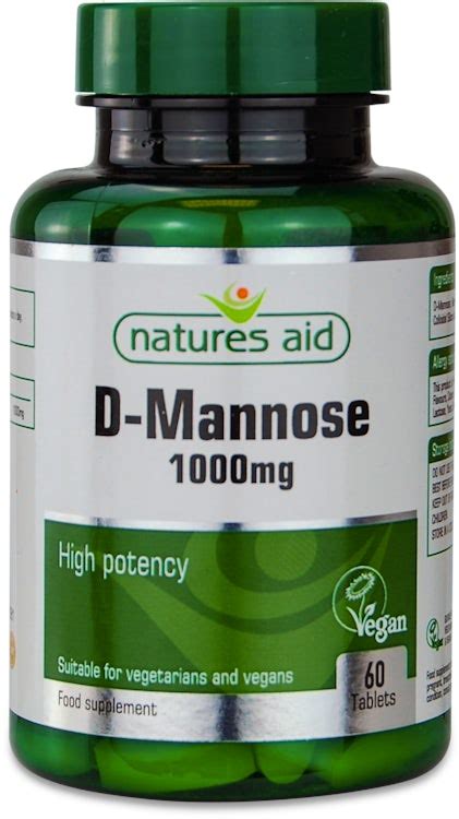 Natures Aid D Mannose 1000mg 60 Tablets Medino