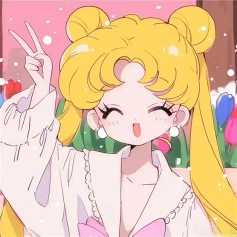 可爱美少女比耶头像，金黄双马尾元气满满 男女头像｜超多好看的小众头像表情包图片动图 求表情网 斗图从此不求人