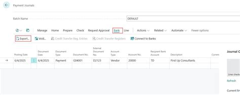 Dynamics 365 Business Central How To Setup Eft Generate Ach File And