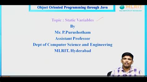 Lec05 Object Oriented Programming Using Java Static Variables By Mr