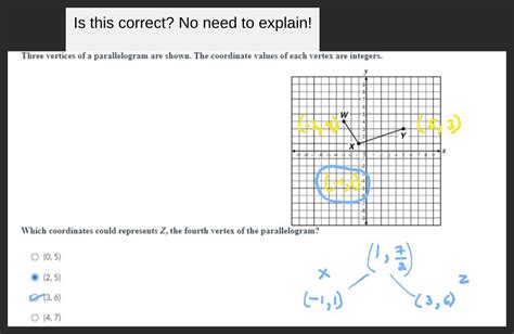 Three Vertices Of A Parallelogram Are Shown The Coordinate Values Of Eac