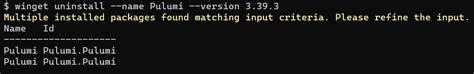 Uninstall By Id Fails With Incorrect Message When Multiple Versions Are