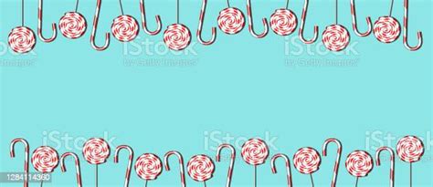 밝은 파스텔 블루 배경에 빨간색과 흰색 사탕 지팡이 스틱과 릴리팝의 입체 렌더링 3차원 형태에 대한 스톡 사진 및 기타 이미지 3차원 형태 겨울 고리 세공 Istock