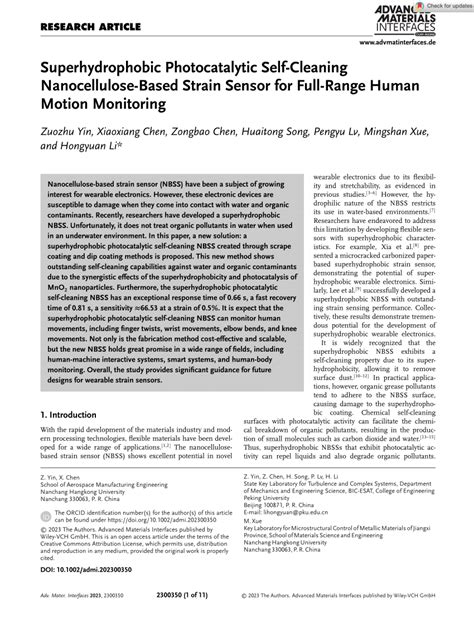 Pdf Superhydrophobic Photocatalytic Self‐cleaning Nanocellulose‐based