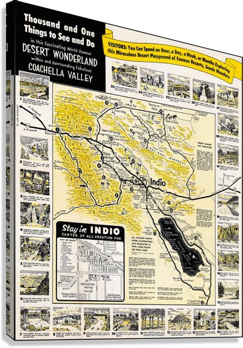 1955 Map Of Indio California Mid Century American City Map Depicting
