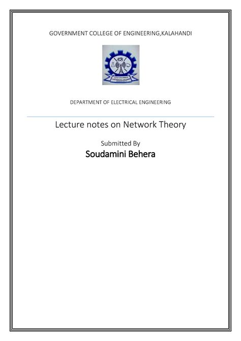 Network Theory Final This Material Is Very Useful For Engineering Students Computer Science