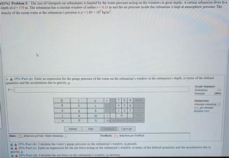 Solved 11 Problem 3 The Size Of Viewports On Submarines Chegg Com