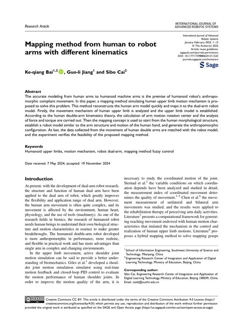 PDF Mapping Method From Human To Robot Arms With Different Kinematics