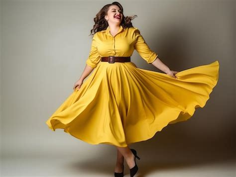 Premium AI Image Plus Size Woman In Emotional Dynamic Pose
