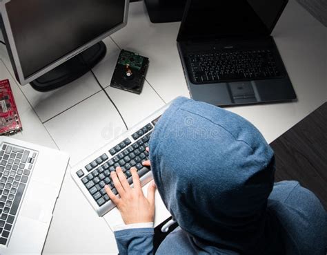 Hacker Hacking Computer At Night Stock Image Image Of Computer Hack 272614117
