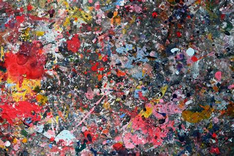 Dirty Brush Water Color On Wood Art Table Background Stock Photo