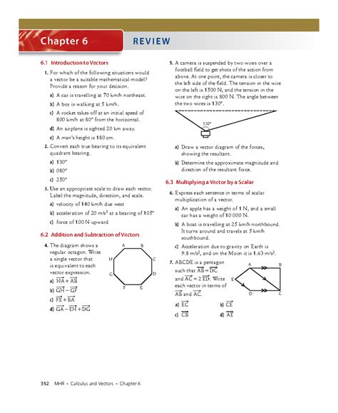 Chapter Review MHR Calculus And Vectors Chapter Chapter R E V I E W