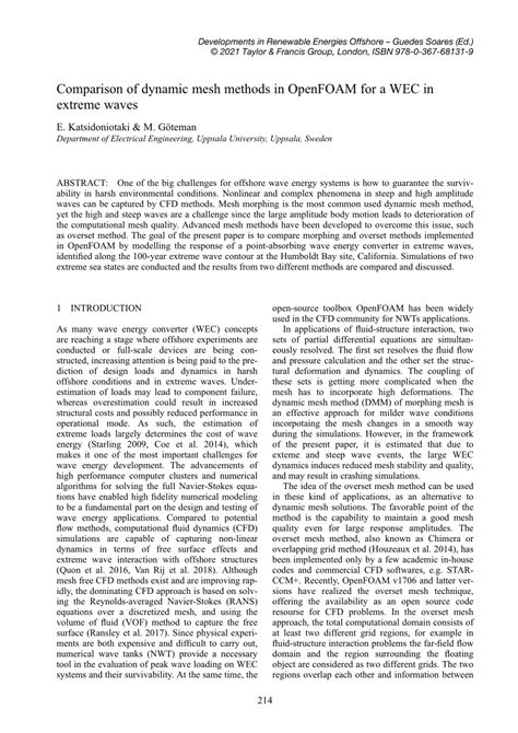pdf comparison of dynamic mesh methods in openfoam for a wec in
