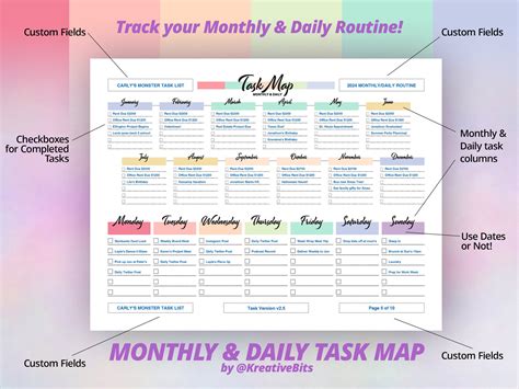 Monthly Task Organizer Printable Task Template Monthly Task Tracker