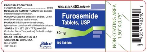 Furosemide Tab 80mg 100 Btl Ndc 64980056401 Non Returnable Merit