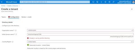 ms sandbox learn azure ad always says already in use by another