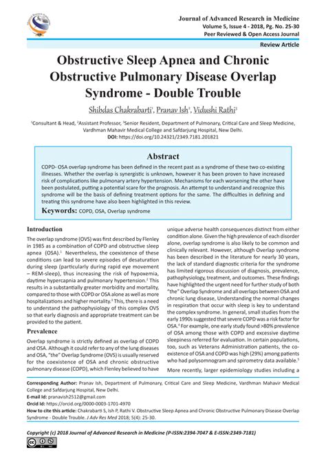 Pdf Obstructive Sleep Apnea And Chronic Obstructive Pulmonary Disease Overlap Syndrome