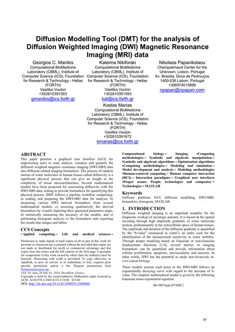 Pdf Diffusion Modelling Tool Dmt For The Analysis Of Diffusion Weighted Imaging Dwi