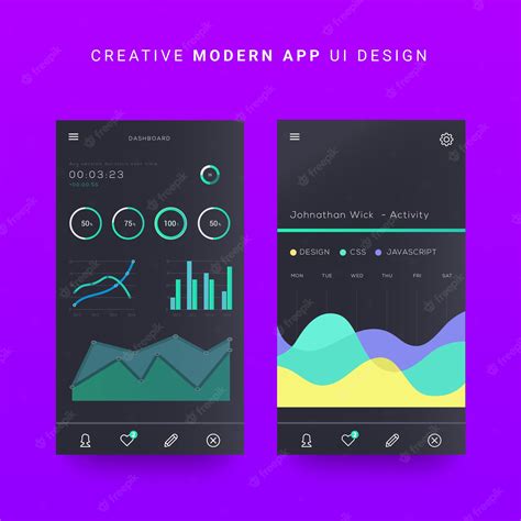 android 모바일 앱 ui ios 모바일 대시 보드 ui 요소 프리미엄 벡터
