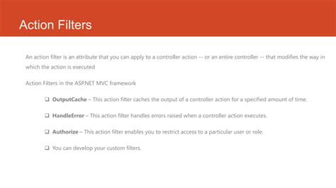 ASP NET MVC Controllers PPT