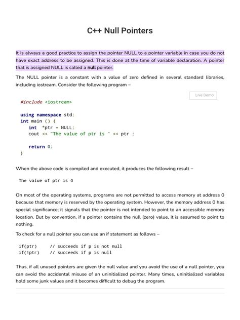 C Null Pointers Pdf