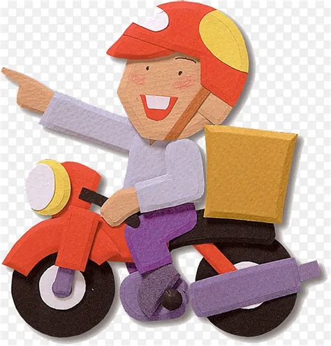 立体可爱拼贴画骑摩托车的送餐员png图片素材下载图片编号8342573 Png素材网