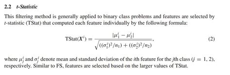 R T Stat For Feature Selection Stack Overflow
