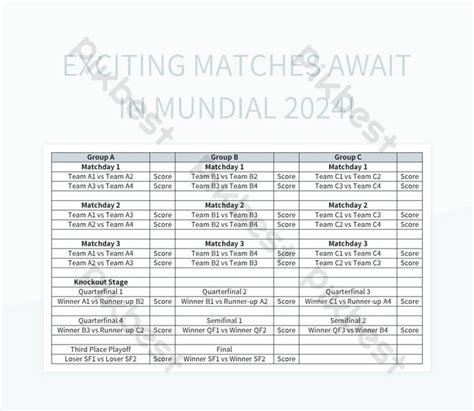 Exciting Matches Await In Mundial 2024 Excel Template Free Download Pikbest