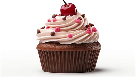 Premium Ai Image Isolated Cupcake Side View Elevation On White Background