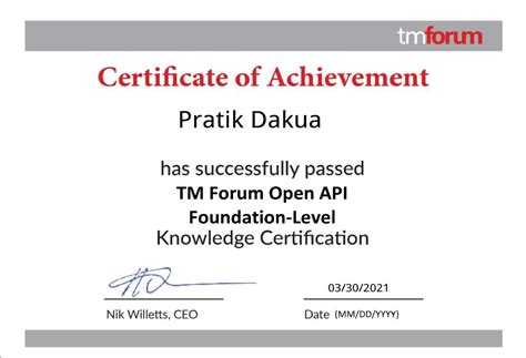 Pratik Dakua On Linkedin Tmforum Openapi Certification Achievement Cognizantlearn Cognizant