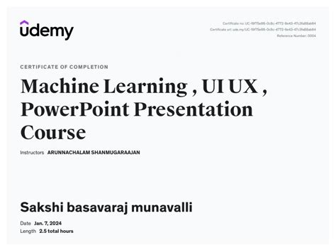 Udemycourse Learningeveryday Learningandgrowing Uiux Machinelearning Sakshi Munavalli