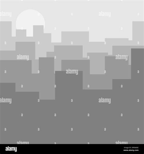 Modern City Skyline Gray Abstract Cityscape With Silhouettes Of Houses