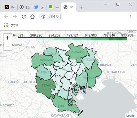 pandas folium を使用してコロプレス図の作成