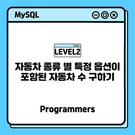 [mysql] 프로그래머스 자동차 종류 별 특정 옵션이 포함된 자동차 수 구하기 level 2