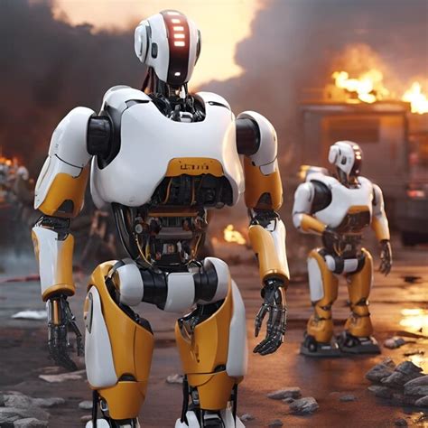 Premium Photo A Group Of Robotic First Responders Providing Aid In