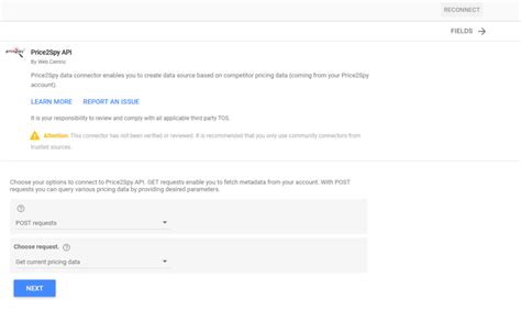 Google Data Studio Connecting With Price Spy Api Price Spy