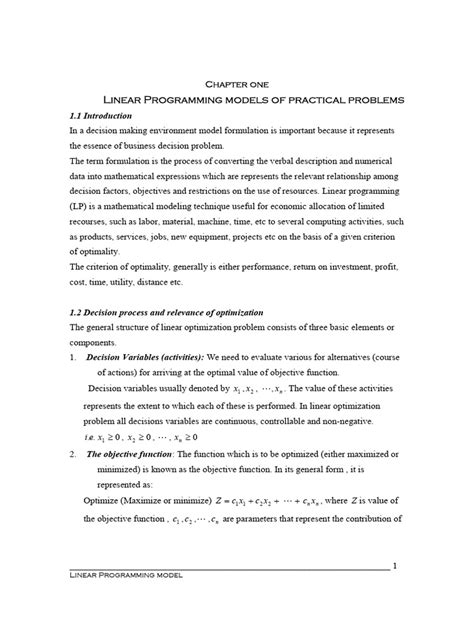Chapter 1 Pdf Mathematical Optimization Linear Programming