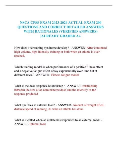 NSCA CPSS EXAM ACTUAL EXAM QUESTIONS AND CORRECT DETAILED ANSWERS