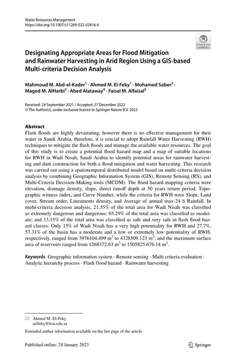 Pdf Designating Appropriate Areas For Flood Mitigation And Rainwater