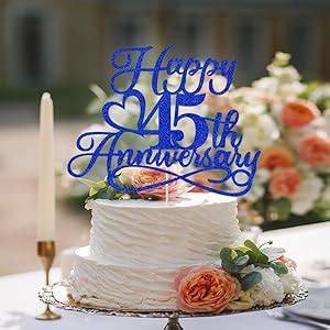 Yuinyo Glitter Happy 45th Anniversary Cake Toppers Wedding