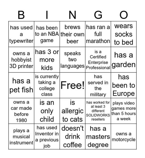 Computer Aided Technology Technical Team Bingo Card