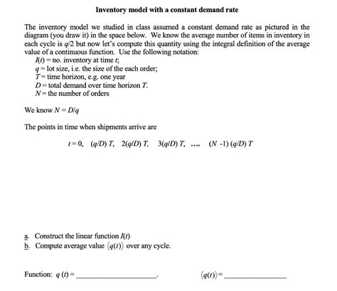 Inventory Model With A Constant Demand Rate The