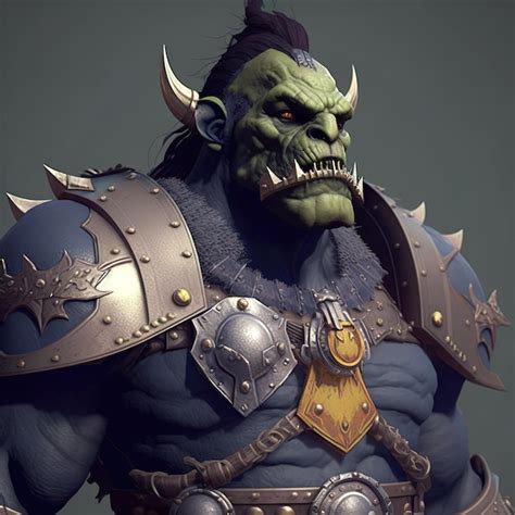 Premium Ai Image Orc Warrior Posed On Dark Background