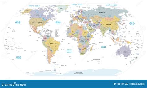 Mapa Del Mundo Político Altamente Detallado Vector Del Eps 10