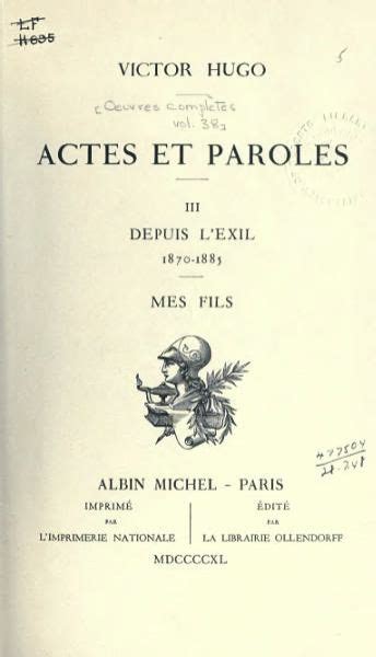 Actes Et Paroles De Victor Hugo Citations Et Extraits