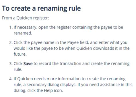 Memorized And Renaming Rules Not Working — Quicken