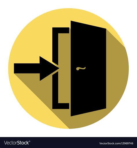 Door Exit Sign Flat Black Icon Royalty Free Vector Image