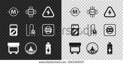 Set Electric Circuit Scheme Processor Microcircuits Stock Vector