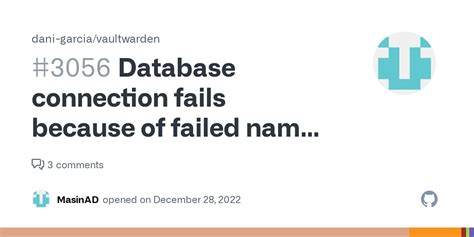 Database Connection Fails Because Of Failed Name Resolution · Issue