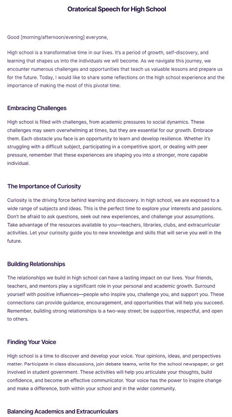 Oratorical Speech Examples